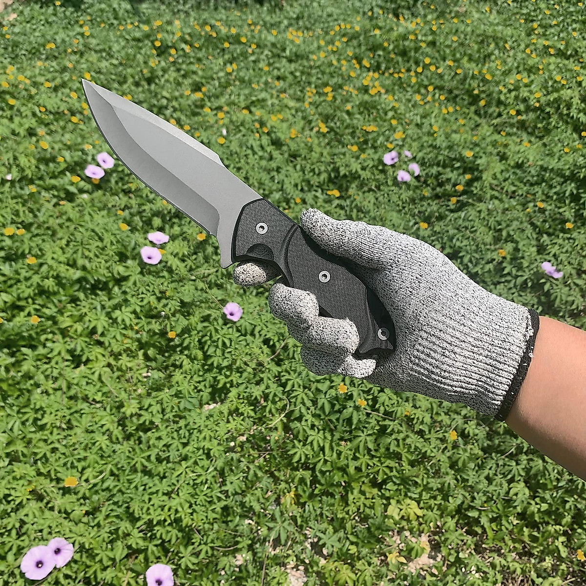 HARERUYO Fixed Blade Hunting Knife Outdoors Knife with Leather Sheath for Capming Survival Stainless Steel / 5.5 Inch Blade