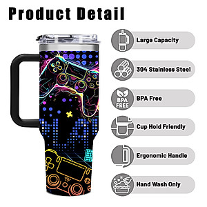 Gamer Gifts Gaming Gifts Gamer Gifts for Men Gamer Tumblers Gifts for Gamers Mens Gifts for Birthday Gaming Mugs Gaming Stuff Gamepad Game Lover Gifts for Boys Teen Gamer Cup 40oz (Newly Upgraded Lid)