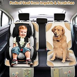 Sinvitron Car Seat Protector for Child Car Seat, Car Seat Mat for Leather Seats, Non-Slip Backing, 2 Mesh Pockets,Waterproof Seat Covers for Cars,Vehicles,Baby (2-Pack)