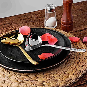 KEAWELL Louis Hammered 18/10 Stainless Steel Sauce Ladle With Pouring Spout, Great small sauce spoon for gravies and dressings, 7.4 Inch, Dishwasher Safe (2)