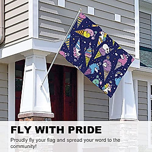 Cute Ice Cream Cones Look Like Animals Flags Decorative Funny Banners for Outside House Dorm Room Parties