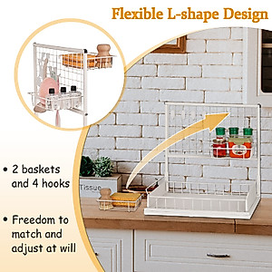 Ozzptuu Under Sink Organizers and Storage, Organizer Kitchen Bathroom Storage with Sliding Drawer 2 Metal Baskets 4 Hooks for Home Kitchen, New White-1 (ASDF1881)