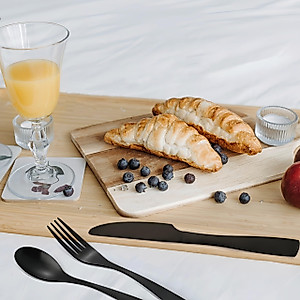 Matte Black Silverware Set - DENEAR 40 PCS Stainless Steel Flatware Set Service for 8, Durable Tableware Set Kitchen Utensil Set, Satin Finish Cutlery Set For Home and Restaurant, Dishwasher Safe