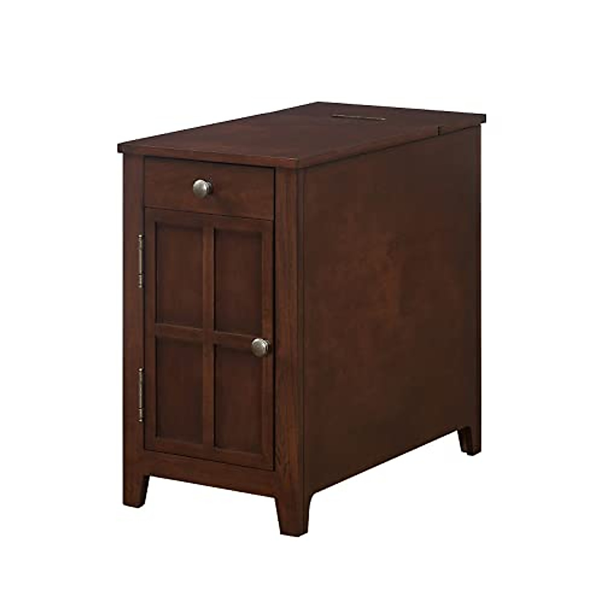 Ball & Cast End Table with Charging Station Chair Side Table Built-in USB Ports & Outlets, Dark Brown