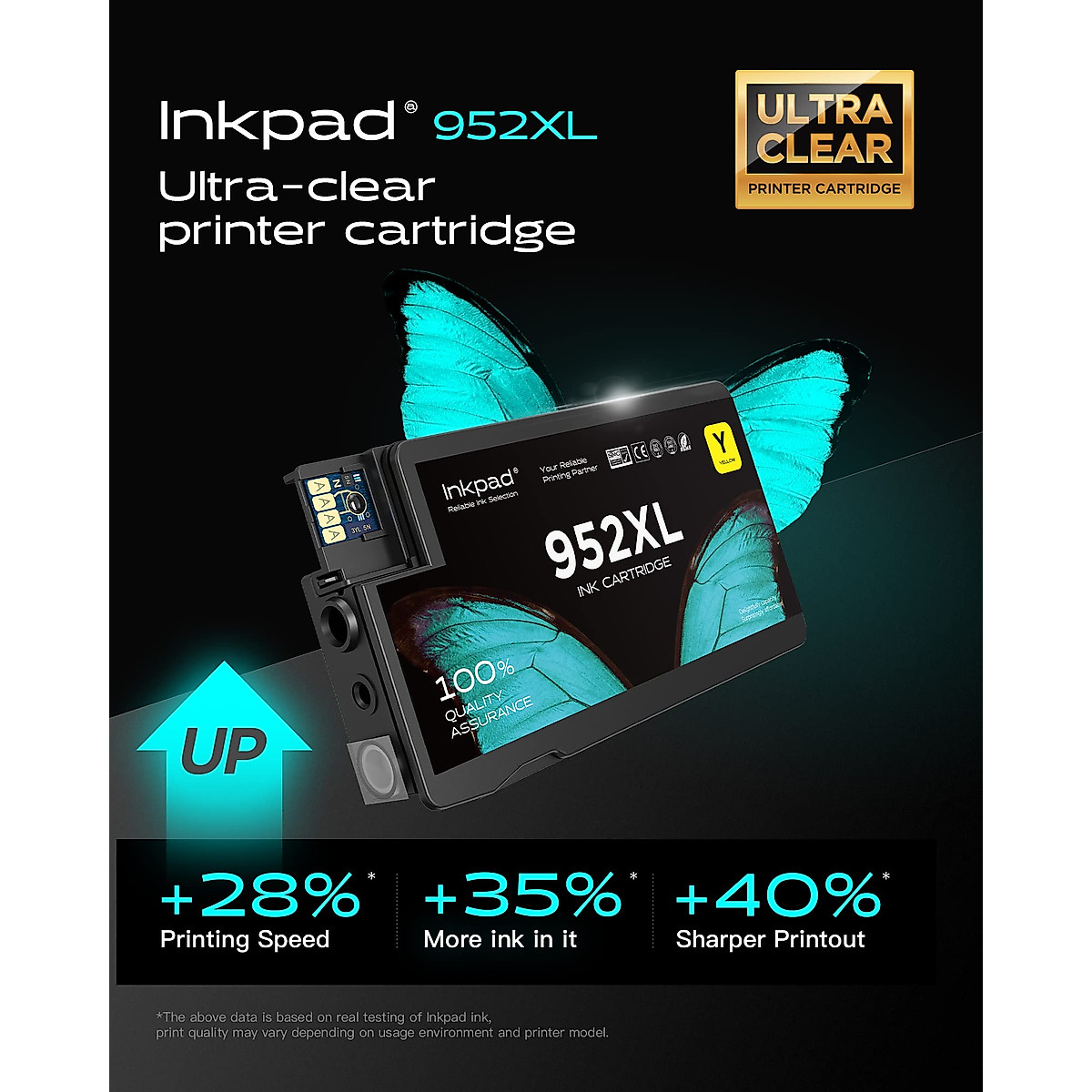 【Larger Capacity】 952XL High-Yield Ink Cartridges, Replacement for HP 952 952 XL Ink Cartridges Combo Pack (1BK/1C/1M/1Y), for OfficeJet Pro 8710 8720 7720 7740 8210 8702 8715 8725 Printers