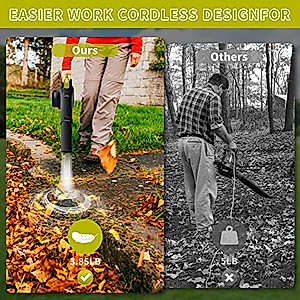 Leaf Blower Cordless with Battery & Charger, DOROBEEN 160MPH Cordless Leaf Blower, 24V 3.0Ah Battery Powered Blower with LED Light, Stepless Speed Electric Lawn Mower Cordless, Blowers for Lawn Care