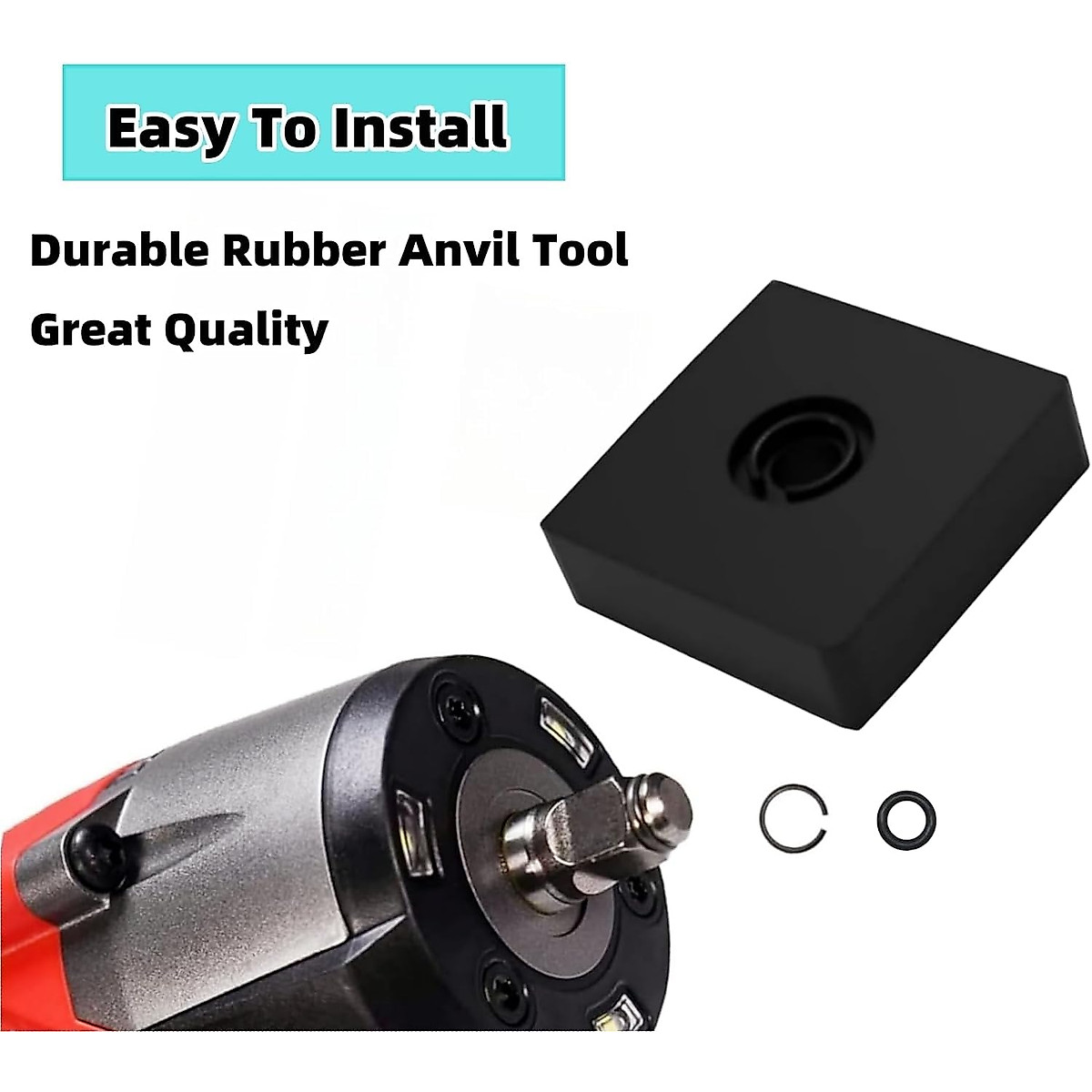 QMTCYXGS ( 12+12 Sets 1/2” & 3/8" Impact Retaining Ring Clip Friction Ring Hog Ring with O-Ring for Milwaukee Electric Pneumatic Type Impact Wrench, Includes Install Tool