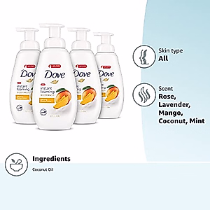 Dove Foaming Body Wash for All Skin Types Mango Butter For Glowing Skin, 13.5 Ounce (Pack of 4)