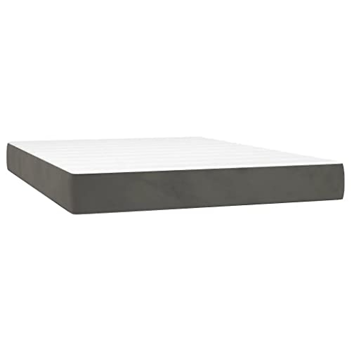 vidaXL Box Spring Bed with Mattress Home Bedroom Mattress Pad Double Bed Frame Base Foam Topper Furniture Dark Gray 53.9"x74.8" Velvet