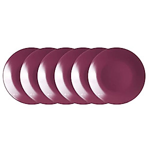 HomeVss Stoneware Two-Tone Colors Life 18pc Dinner Set，Outside Shiny Black + Inside Matte Glaze Plum