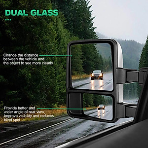 AUTOMUTO Towing Mirror Driver and Passenger Side Tow Mirrors Fit Compatible with 1999-2007 For Ford for F250/for F350/for F450/for F550 Super Duty Power Adjusted Chrome Heated Turn Signal Light