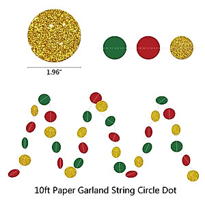 Christmas Party Decorations Paper Fans,Garlands String Circle Dot,Triangle Bunting Flags, Honeycomb Ball,Paper Tissue Pom Poms,Party Supplies for Christmas Birthday Wedding Baby Shower