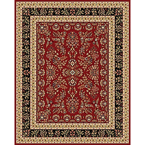SAFAVIEH Lyndhurst Collection Area Rug - 8' x 11', Red & Black, Traditional Oriental Design, Non-Shedding & Easy Care, Ideal for High Traffic Areas in Living Room, Bedroom (LNH331B)