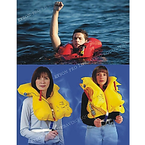 Top Safety Adult Life Jacket with Whistle - Manual Version Inflatable Lifejacket Life Vest Preserver PFD for Boating Fishing Sailing Kayaking Surfing Paddling Swimming - Adjustable Life Saving Vest