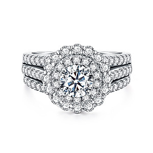 Molioaki 1.5 Carat (ctw) D-VVS1 moissanite engagement rings for women Platinum Plated Silver moissanite rings-Y-5.5