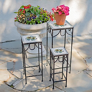 Zaer Ltd. “Marisol” Set of 3 Square Nesting Iron Mosaic Plant Stands