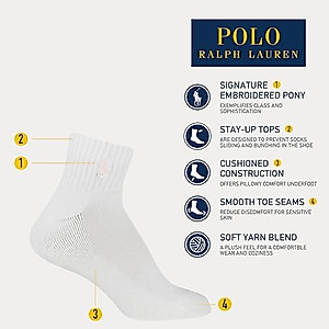 Polo Baby Socks for Boys and Girls with Gripper Bottoms (6 Pairs) White/Pink Pony, 2T - 4T