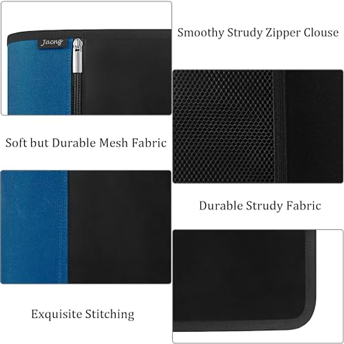 Zipper Binder 1.5 Inch Round 3-Ring Binder, Zippered Grip Pockets Storage Bag Business Office Supplies for Men Women Blue