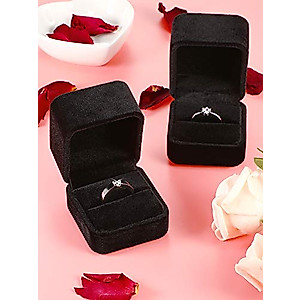 Zhanmai 12 Pieces Velvet Ring Earring Box Gift Jewelry Case Gift Boxes for Wedding, Engagement, Birthday and Anniversary 2.12 x 1.77 x 2 Inch (Black)