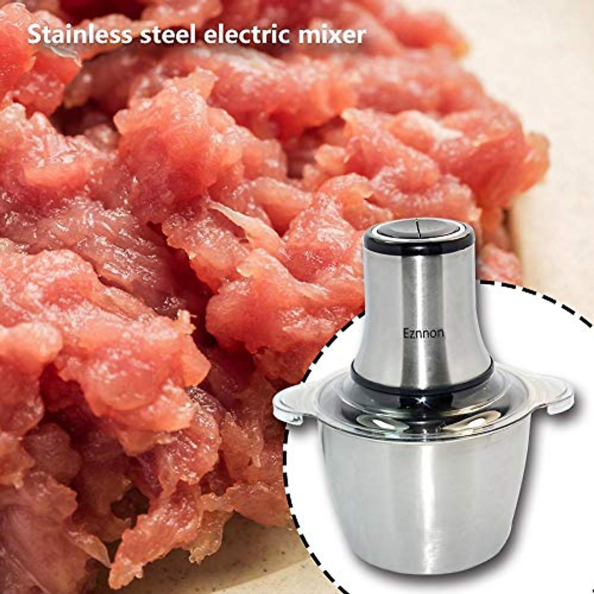 Eznnon Home electric Small Blender Cooking machine Meat grinder Can handle velvet Stainless steel mixer 3.0L large capacity 800W power (Silver)