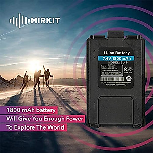 MIRKIT Baofeng Battery BL-5 7.4V 1800 mAh Big Capacity Li-ion for DM-5R UV-5R UV-5R Plus UV-5RE BF-F8HP UV-5R V2+ Plus UV-5RTP Series Two Way Radio Store