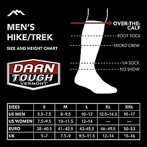 DARN TOUGH (Style 1955) Men's Mountaineering Hike/Trek Sock - Smoke, Large