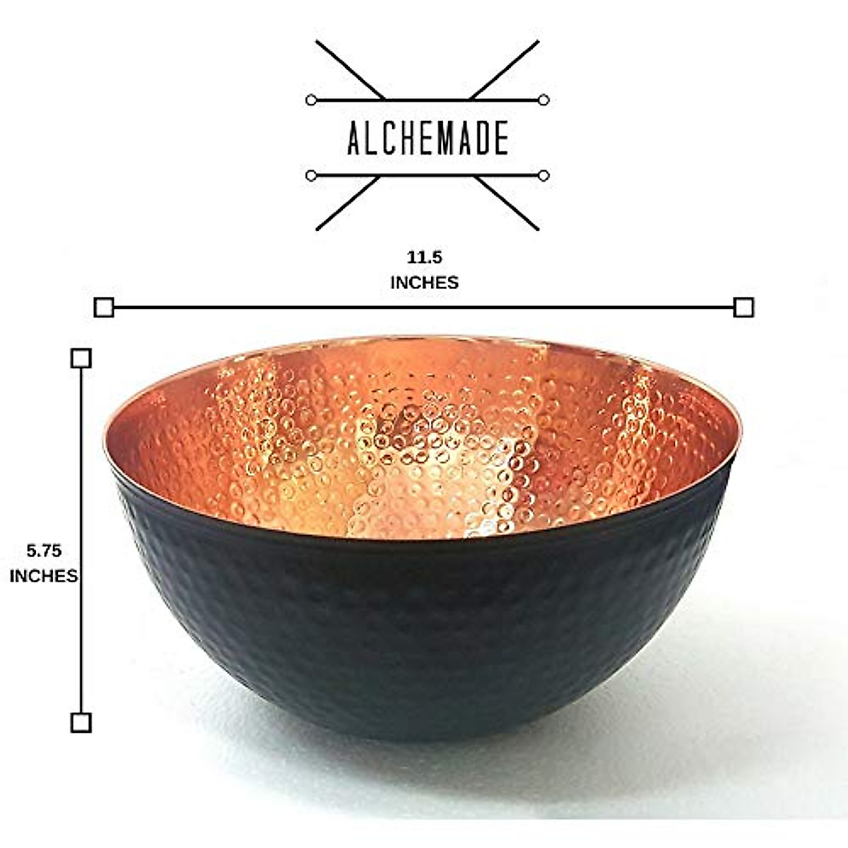 Alchemade Hammered Copper Bowl - Black Copper Bowl To Add To Your Copper Kitchenware Or Use as Farmhouse Copper Home Decor - Great for Everyday Kitchen Use