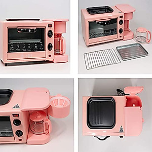 Breakfast Machine Multifunctional ９L Electric Oven,Mini Small Home Toaster Home Multi Functional Three-in-One Automatic Breakfast Coffee Machine Air Fryer (Red Set Meal 1)