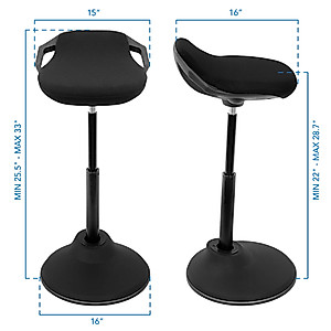 Mount-It! Ergonomic Sit Stand Stool [360° Tilt] Height Adjustable, Leaning Chair for Standing Desk, Airlift 360 Degree Sit-Stand, Sitting Balance Chair, Non-Slip Weighted Base (Black)