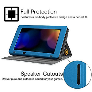 Fintie Protective Case for Nintendo Switch - [Multi-Angle Viewing] Ultra Slim Vegan Leather Play Stand Cover with Elastic Strap for Nintendo Switch 2017 - Royal Blue