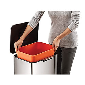 Joseph Joseph Totem Max 60 Liter Waste Separation and Recycling Kitchen Trash Can with Odor Filter and Removable Food Waste Caddy, Stainless Steel