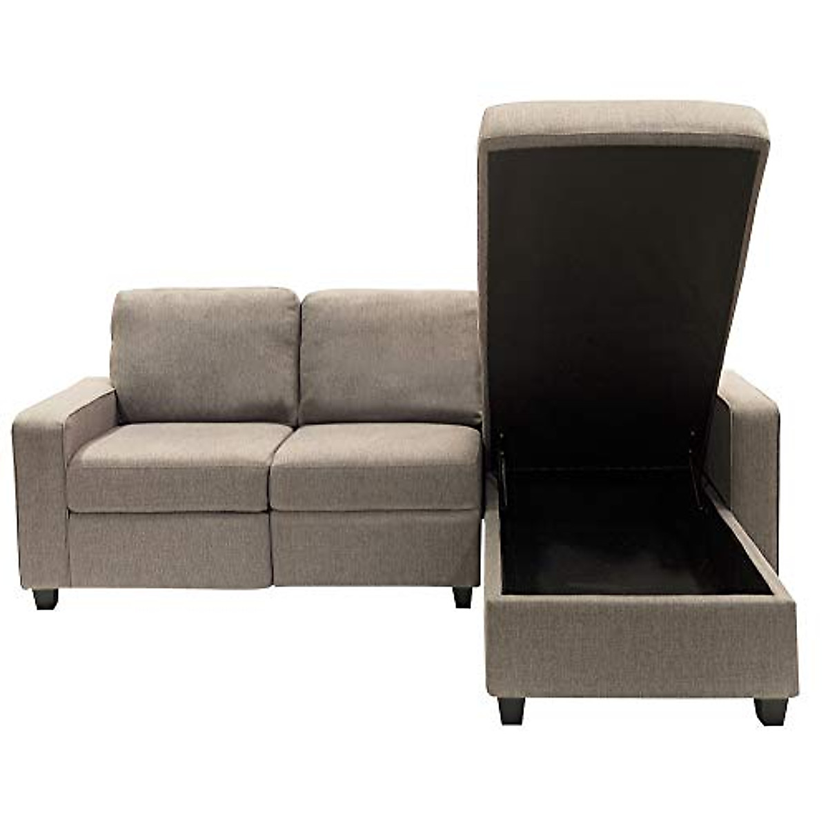 Serta Palisades Reclining Sectional Sofa with Right Chaise, Small Couch with Built-In Storage, Low-Maintenance & Family-Friendly Fabric, Oatmeal