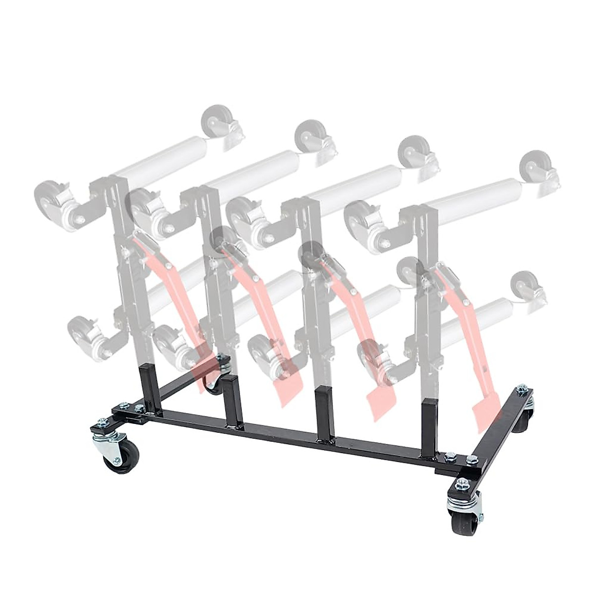 Yeeoy Car Dolly Rack, Hydraulic Trolley Jack Stand Organizer, Jack Stands Holder Storage Rack, 4-Dolly Capacity Black