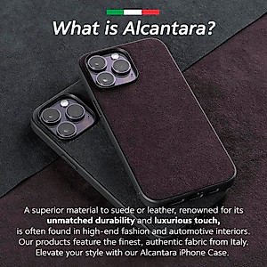 Deppa Alcantara case for iPhone 14 Pro Max (6.7') Shockproof Slim Magnetic Cover with Magsafe Wireless Charging [Genuine Italian Alcantara] Enhanced Camera Protection| (BlackBerry Black-9008)
