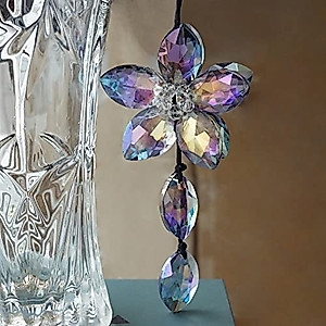 Flower Crystal Sun Catcher Chandelier Car Charm Hanging Ornament Decoration for Home Window Garden Rainbow Maker Pendant