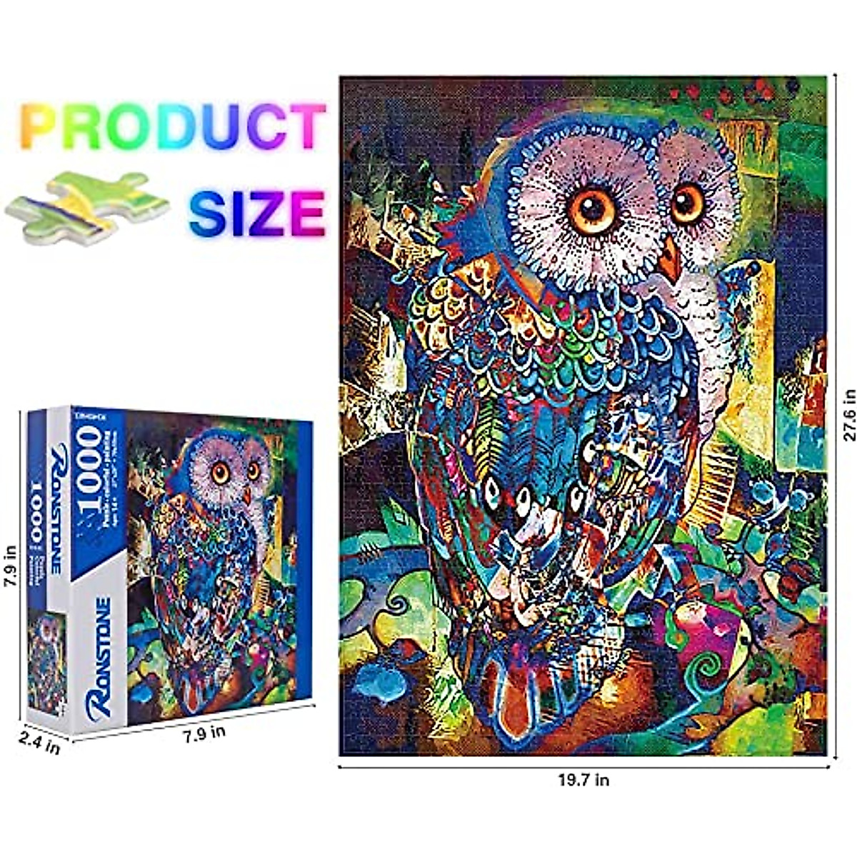 Jigsaw Puzzles 1000 Pieces for Adults, Owl Puzzle, Fun Oil Painting Animal Puzzles for Education & Relaxation, Brain IQ Developing, Funny Puzzles for Christmas