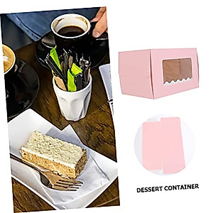 Baluue 12pcs Packaging Boxes Packing Box Clear Cake Stand Pink Containers Mini Cake Boxes Transparent Cake Box Cake Packing Box Disposable Cupcake Containers White Card Pink Dessert Box
