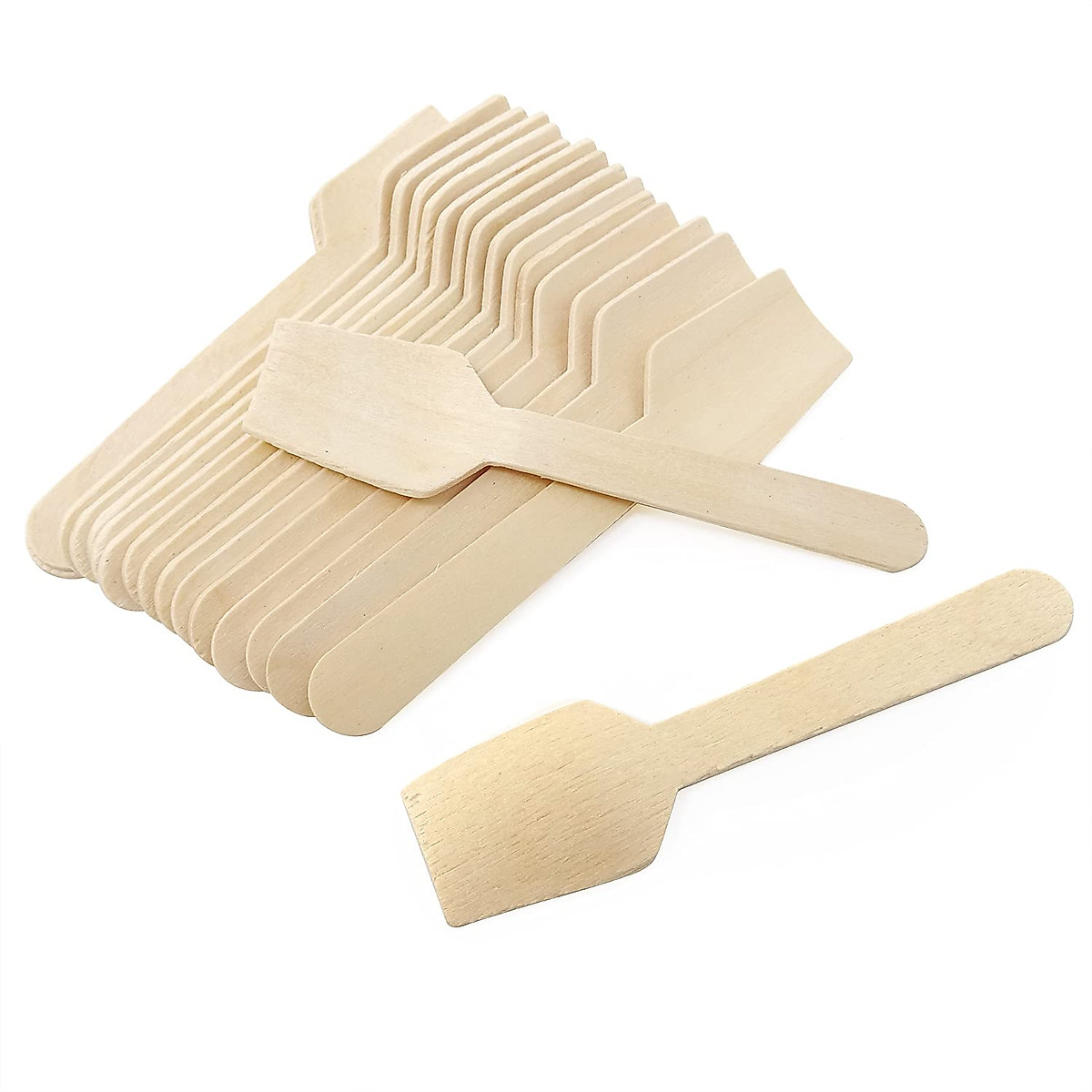Honbay 100pcs 9.5cm/3.74inch Mini Wooden Spoons Shovel Spoon Testing Spoon Sampling Spoon Dessert Spoon Ice Cream Spoon Yogurt Spoon, Disposable and Degradable