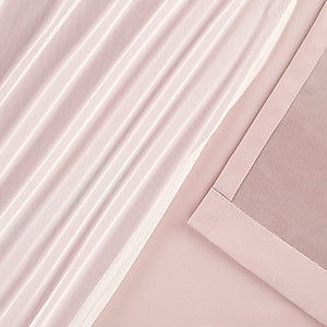 Exclusive Home Catarina Layered Solid Room Darkening Blackout and Sheer Grommet Top Curtain Panel Pair, 52"x84", Rose Blush