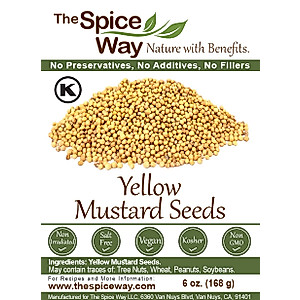 The Spice Way Yellow Mustard Seed - (6oz) whole seeds for Pickling, resealable bag