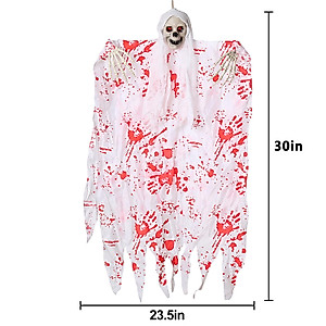 HOLYFUN 3 Pack 30" Halloween Hanging Skeleton Ghosts Decorations, Halloween Outdoor or Indoor Decor for Yard Patio Lawn Garden Haunted House