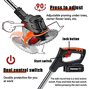 Cordless Trimmer Battery Powered Weed Wacker, 3-in-1 Lightweight Weed Eater, Adjustable Machine Head String Trimmers Cutting Tool with Remaining Power Display Screen for Yard and Garden