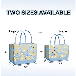 BEIDOM Rubber Beach Bag Tote Bag - Large Capacity Waterproof Sandproof Outdoor Creative Travel Bags Washable Handbag for Beach Pool (Yellow, Medium)