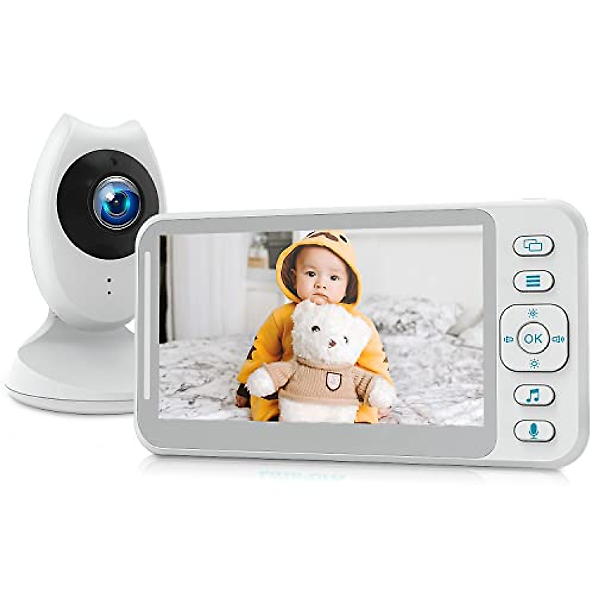 Video Baby Monitor with Camera and Audio, 4.3 inch Baby Monitor with Night Vision, 2-Way Audio Talk, Temperature Sensor, VOX Mode, 8 Lullabies, Long Range and High Capacity Battery, Ideal for New Moms