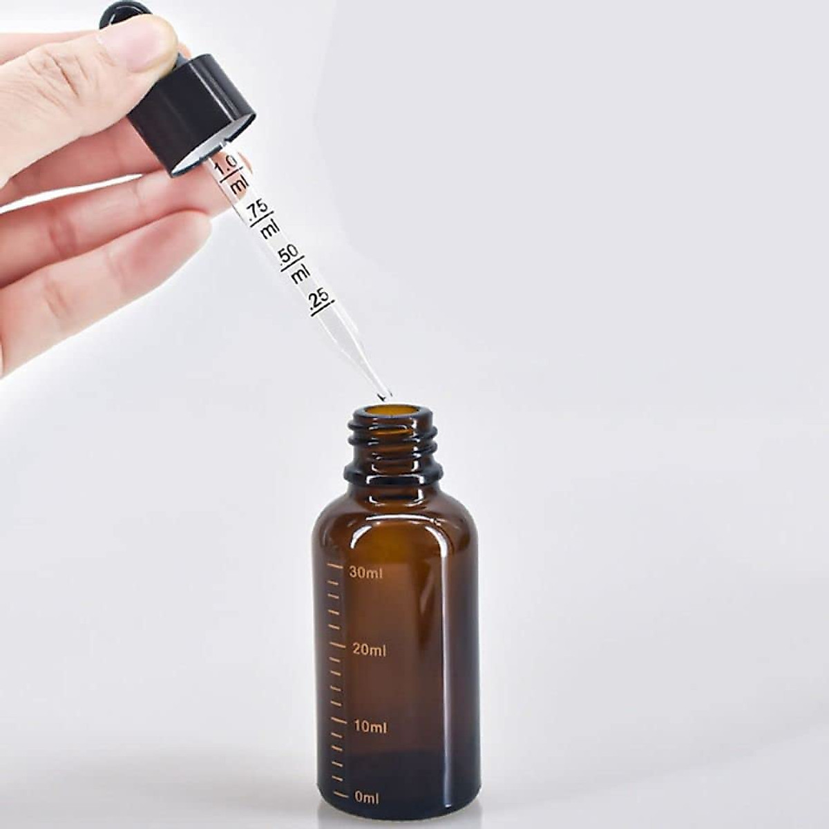 Scale Dropper Bottle, 5ml-100ml Empty Liquid Pipette Bottle, Amber Glass Bottle, Refillable Bottles, Vials Essential Oil Bottle, Perfume Bottle(10ml)