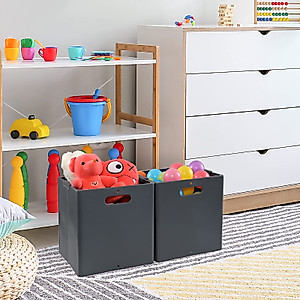 Teyyvn 4-Pack Foldable Cube Storage Bins, Collapsible Plastic Storage Cubes, Gray