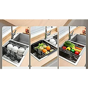 Temu Kitchen Drain Rack, Stainless Steel Kitchen Basket, Home Dish Rack, Retractable Sink Shelf, Vegetable Fruit Rack