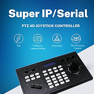 Zowietek PTZ Camera 4D Joystick Controller PoE| PTZ Universal Keyboard | Visca PELCO-D/P | RS232 RS422 RS485 | Controller for NDI PTZ Camera Live Streaming in Church, Meeting, Video Conference
