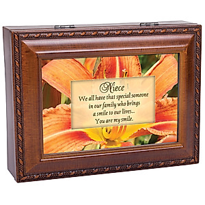 Cottage Garden Niece Woodgrain Traditional Music Box Plays Light Up My Life