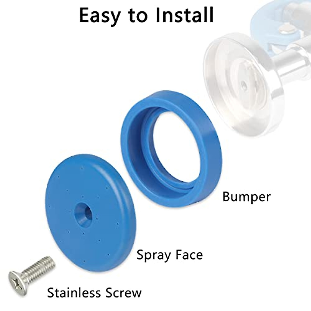KWODE Pre Rinse Spray Valve Repair Kit for All Commercial Sink Sprayer, Spray Face Bumper and Screw Repair Part Blue